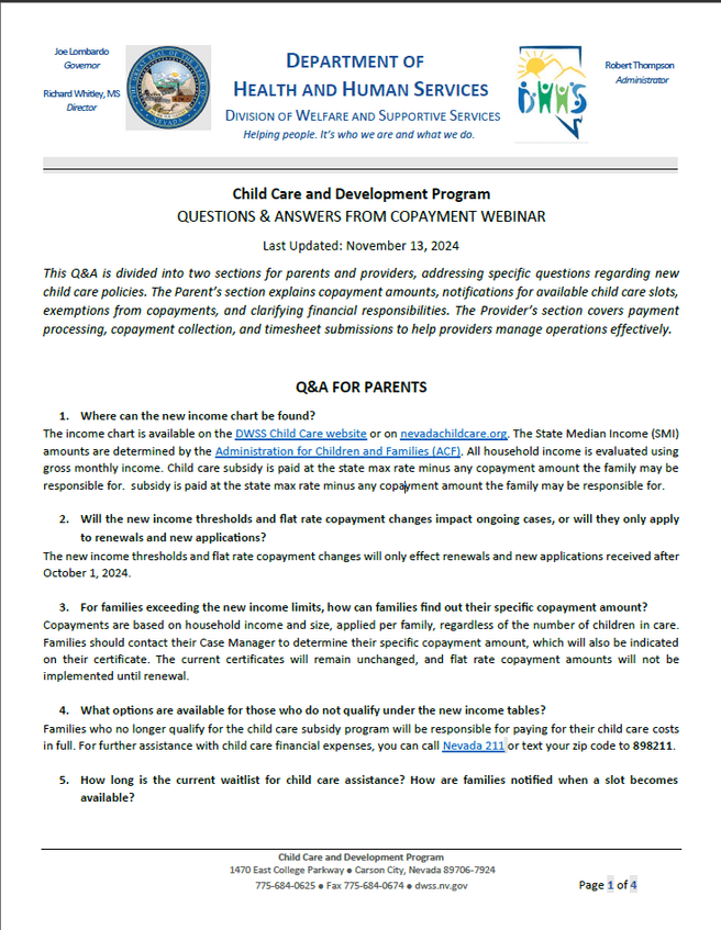 Parent Resources - Nevada Child Care Resource & Referral