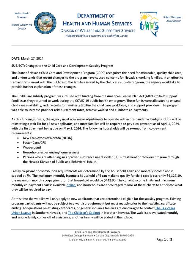 Child Care Financial Assistance - Nevada Child Care Resource & Referral